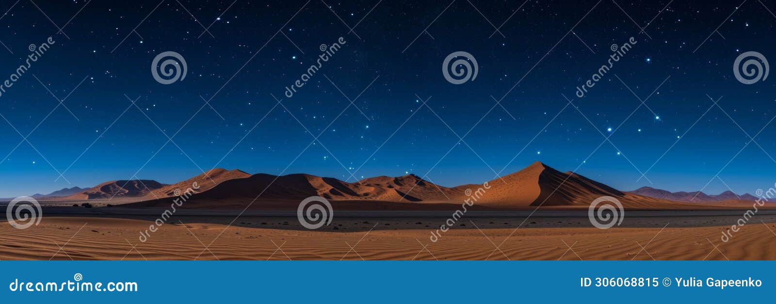 Desert Scenery at Night: a Starry Blue Gradient Sky. Stock Image ...