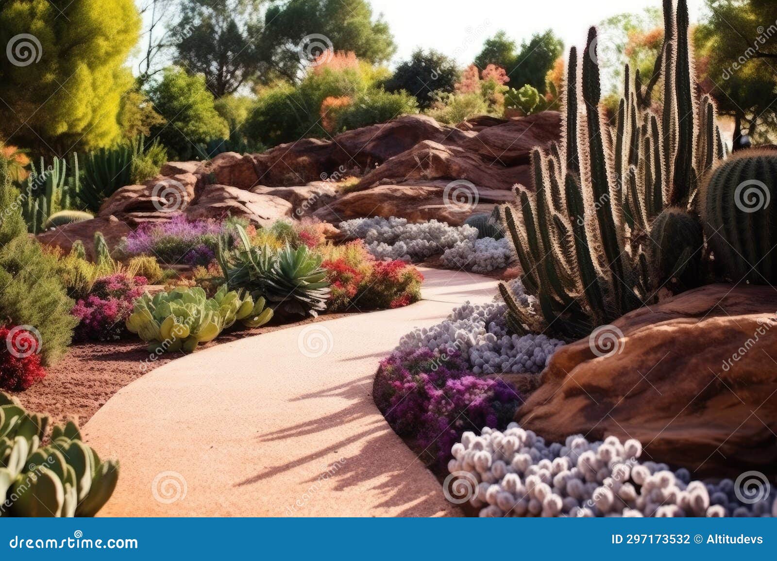 A Desert Section in a Botanical Garden Stock Photo - Image of drought ...