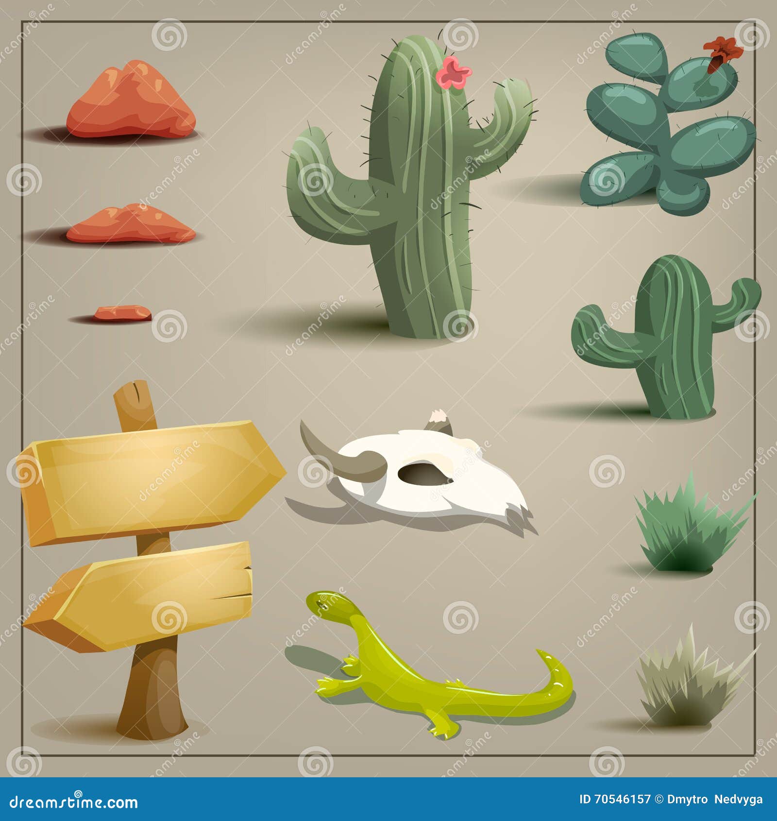 Desert Set. Vector Illustrations. Stock Vector - Illustration of ...