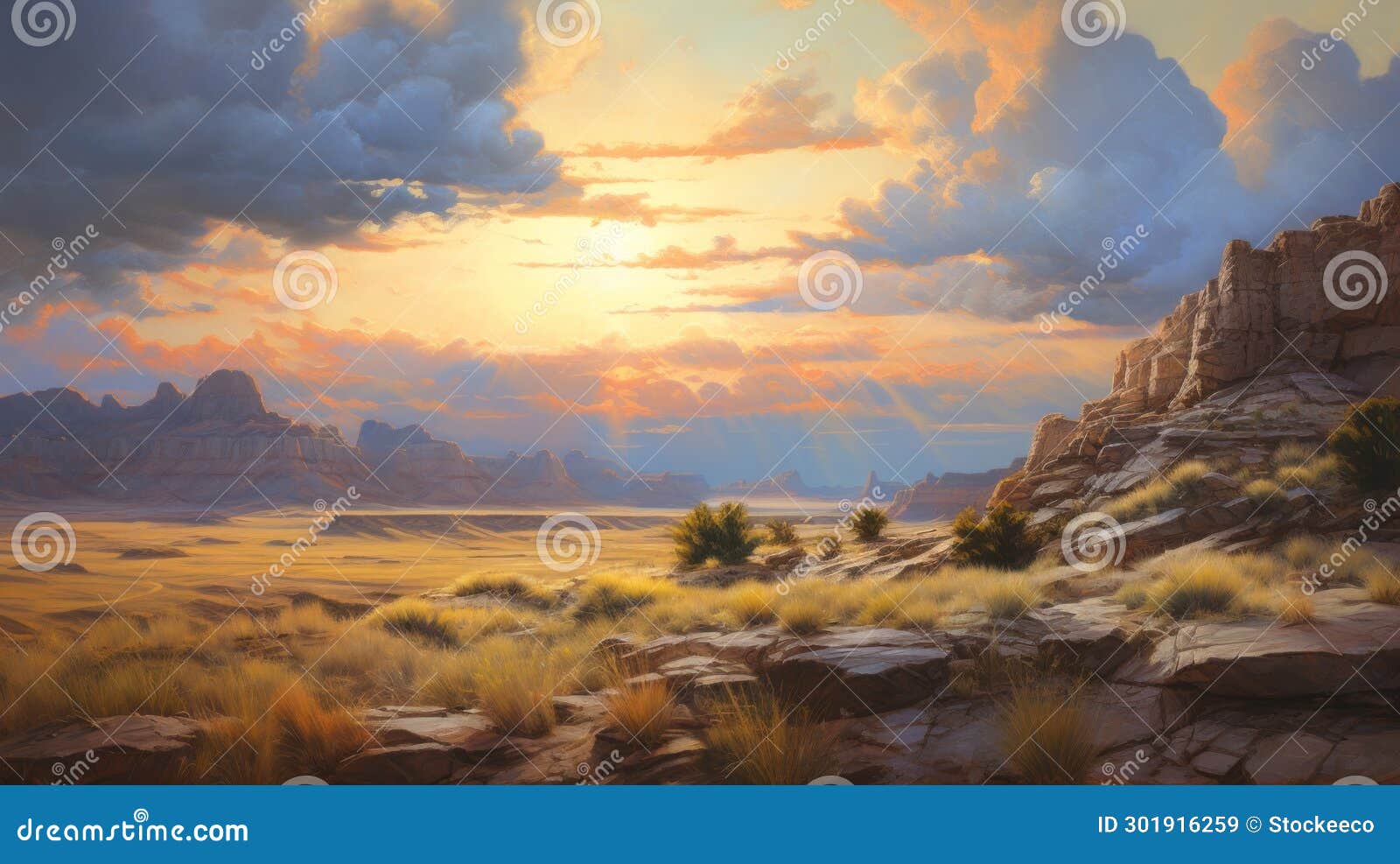 Desert in the Sky: a Hyper-realistic Landscape Painting Stock ...