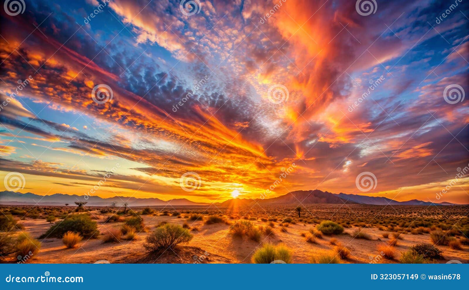 Desert Sky a Stunning Sunset and Sunrise Blend AI Generative Stock ...