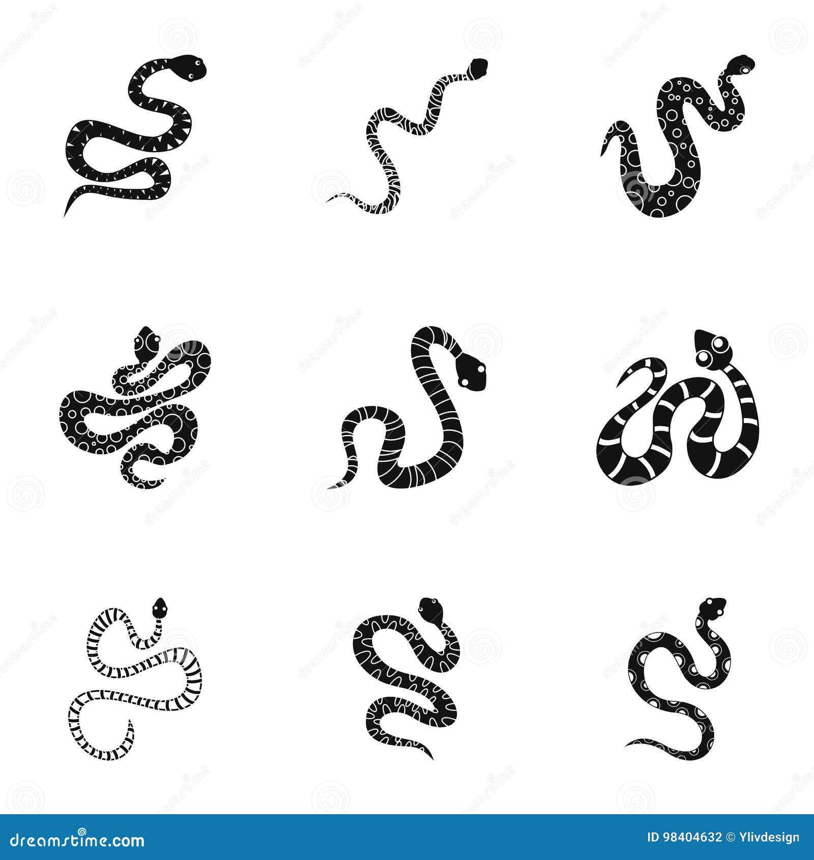 Desert Snake Icon Set, Simple Style Stock Vector - Illustration of ...