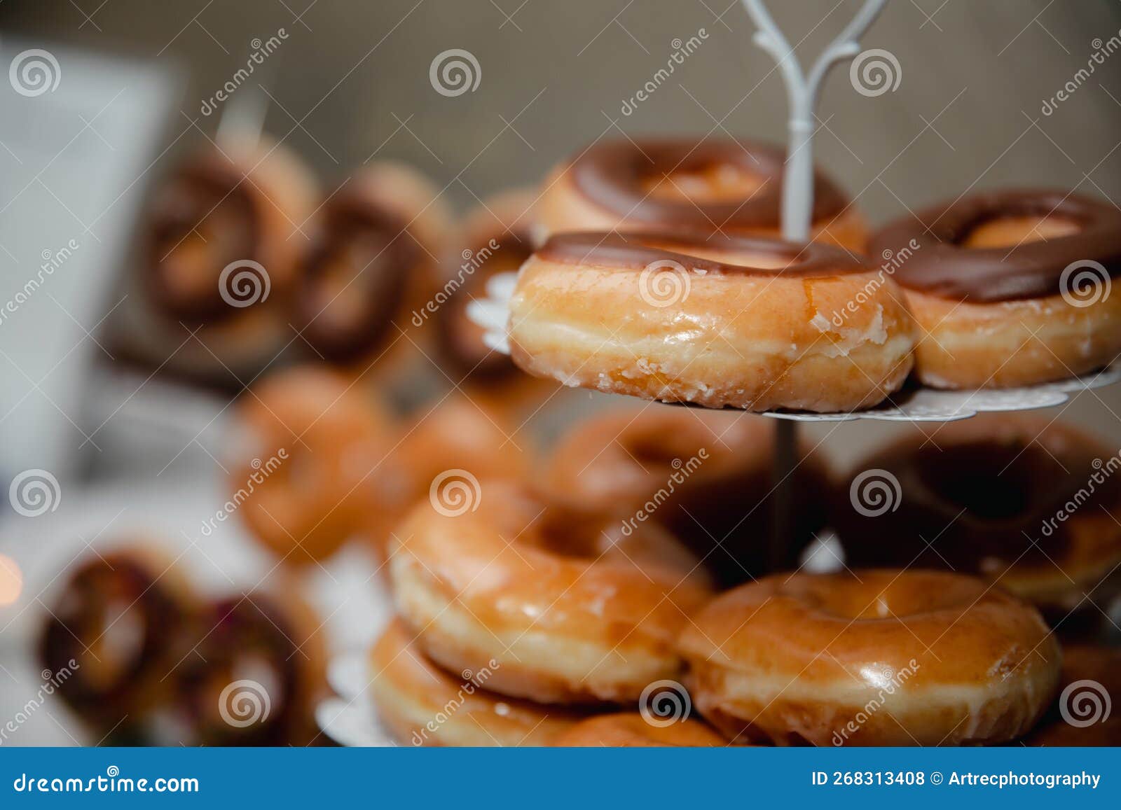 Desert Stand Wtih Chocolate and Sugar Glazse Stock Photo - Image of ...