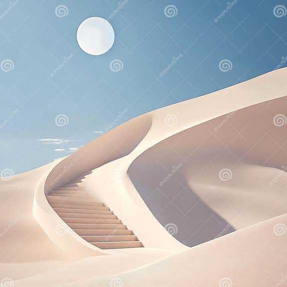 Desert Steps to the Moon stock illustration. Illustration of minimalist - 357644450