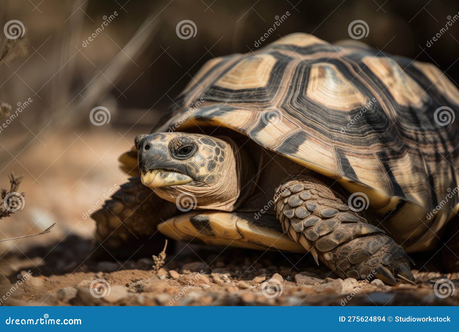 Desert Tortoise Basking in the Sun on Its Shell Stock Illustration ...