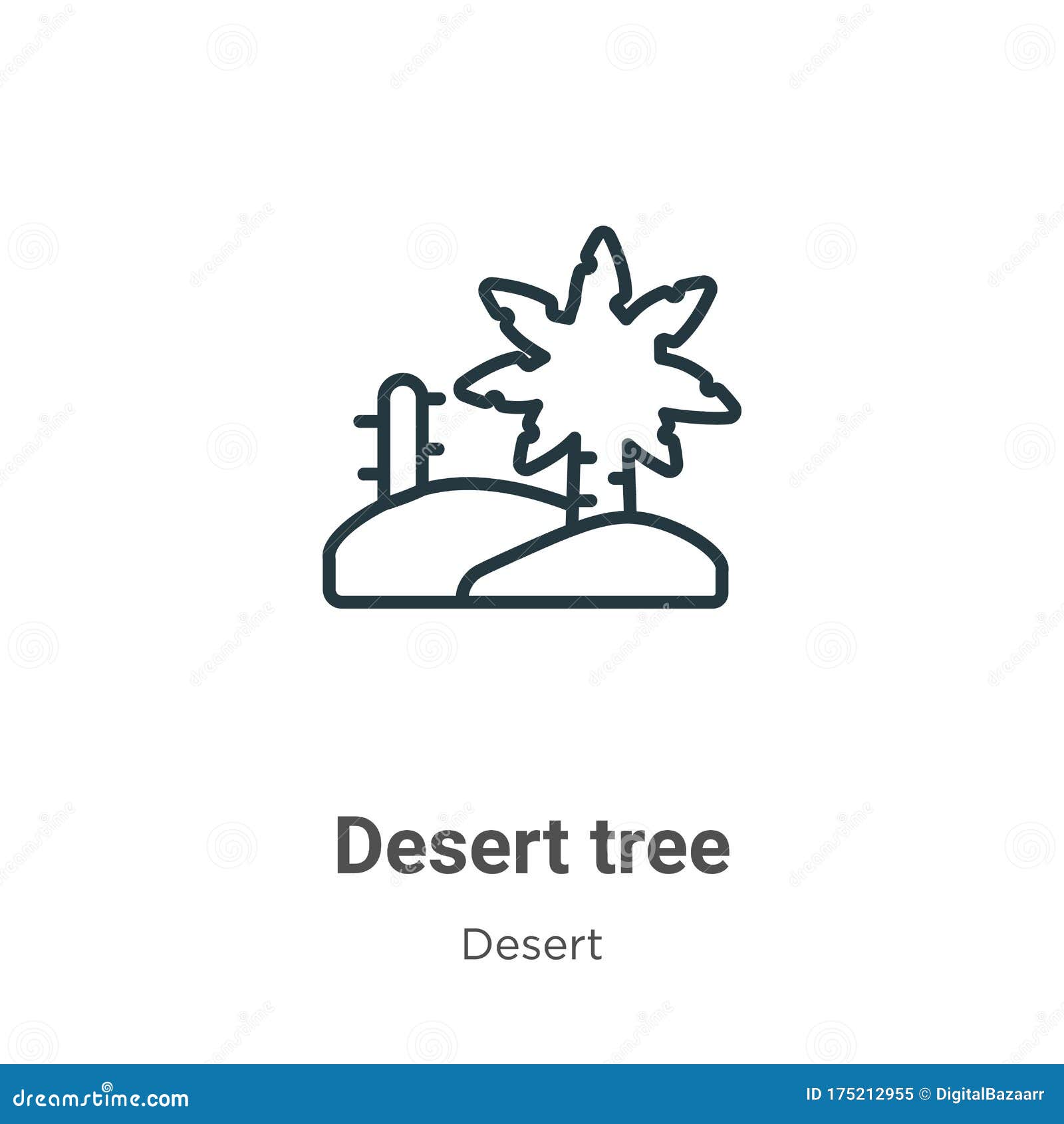 Desert Tree Outline Vector Icon. Thin Line Black Desert Tree Icon, Flat ...