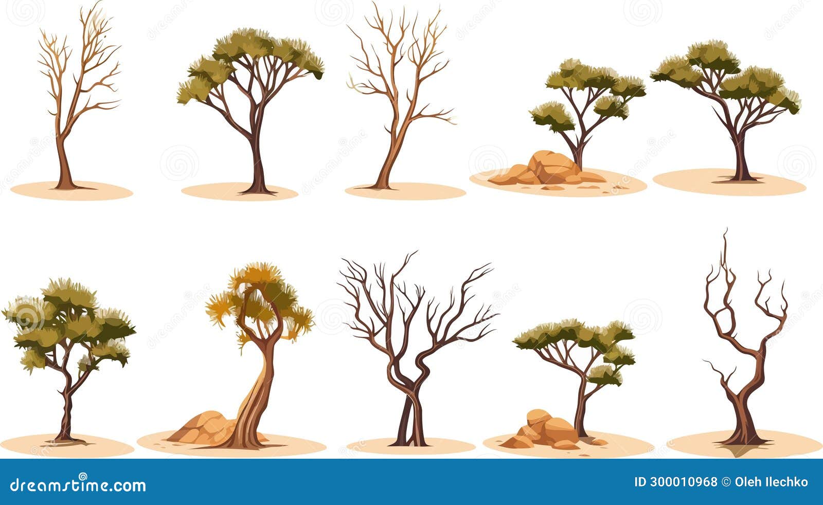 Desert Trees And Houses Pattern Vector Illustration | CartoonDealer.com ...
