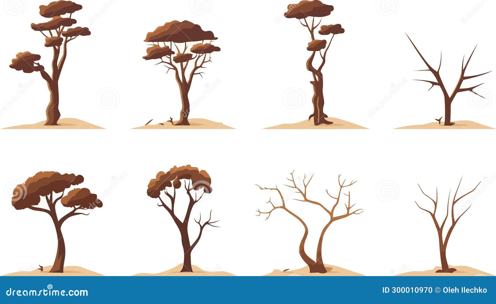 Desert Trees Set Isolated Vector Style Illustration Stock Vector ...