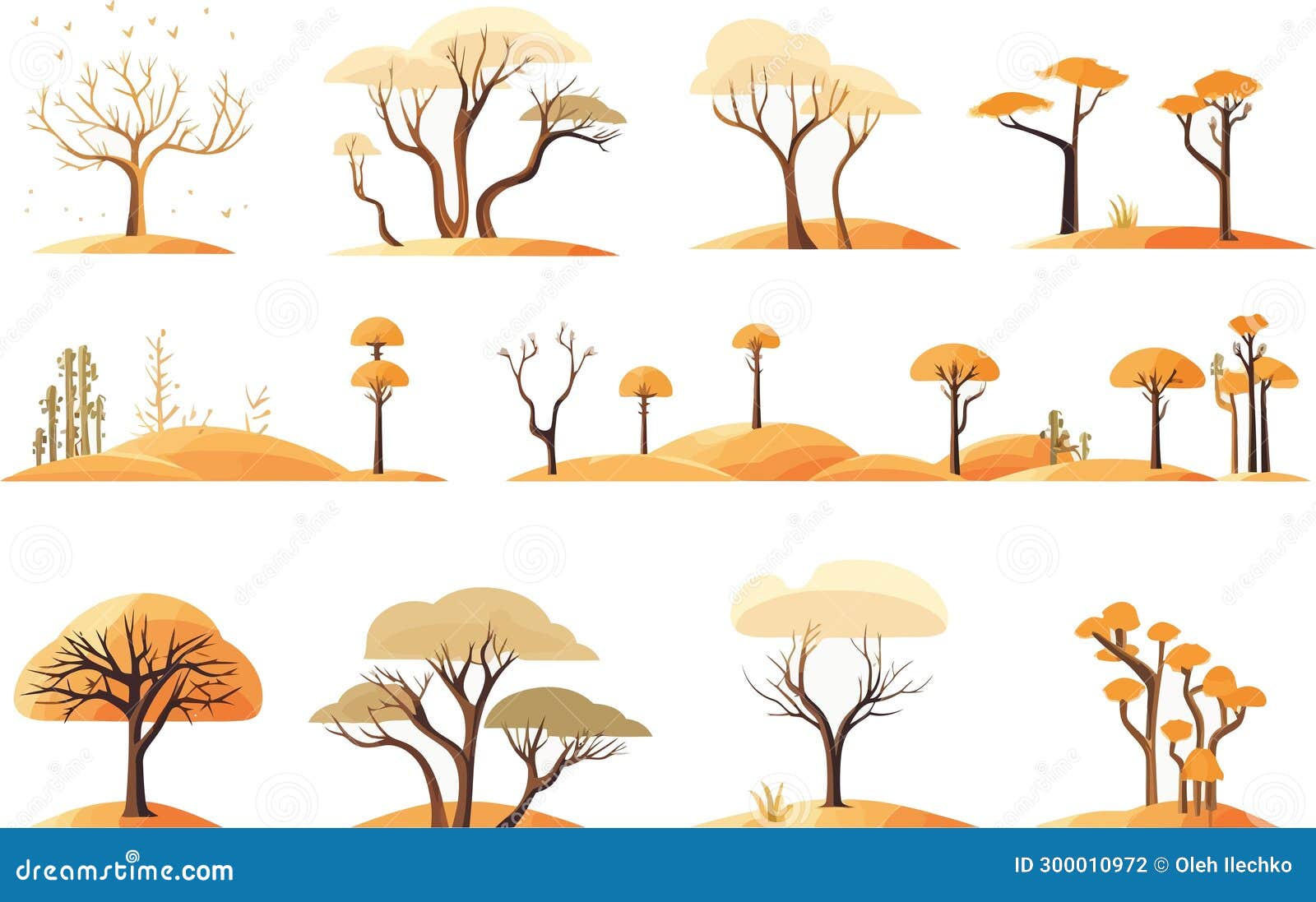 Desert Trees Set Isolated Vector Style Illustration Stock Vector ...