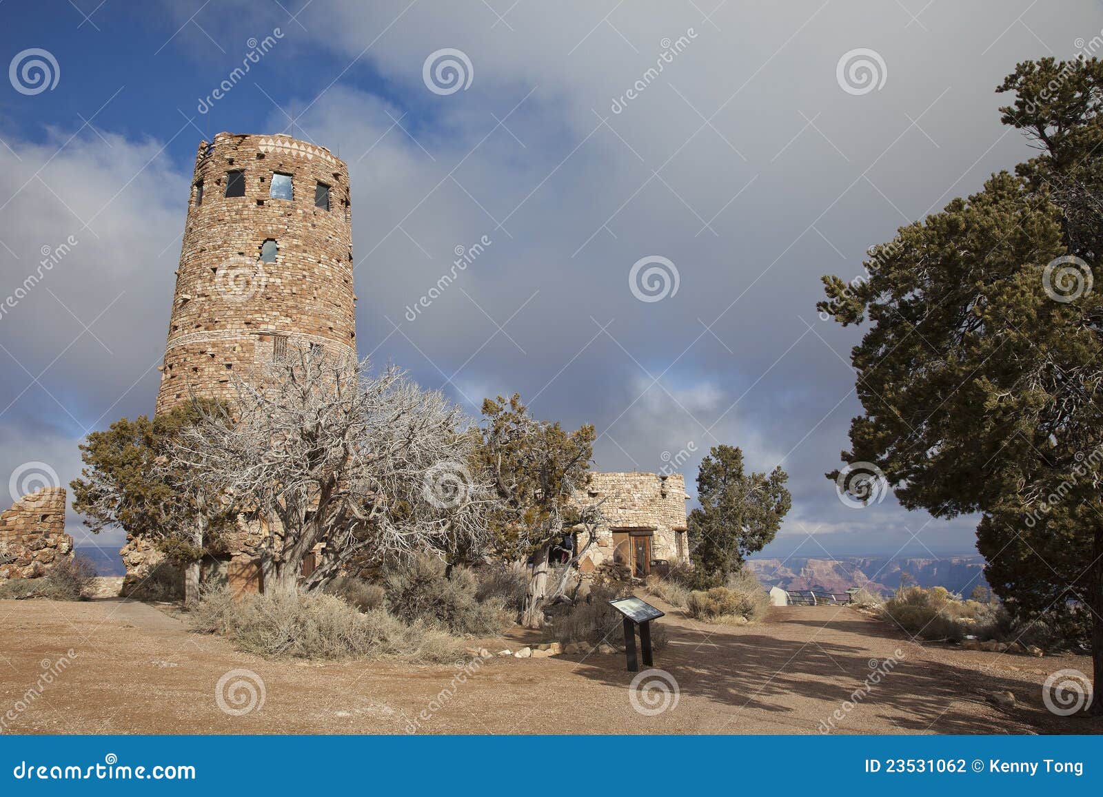 Desert View Watchtower at Grand Canyon Stock Photo - Image of geology ...