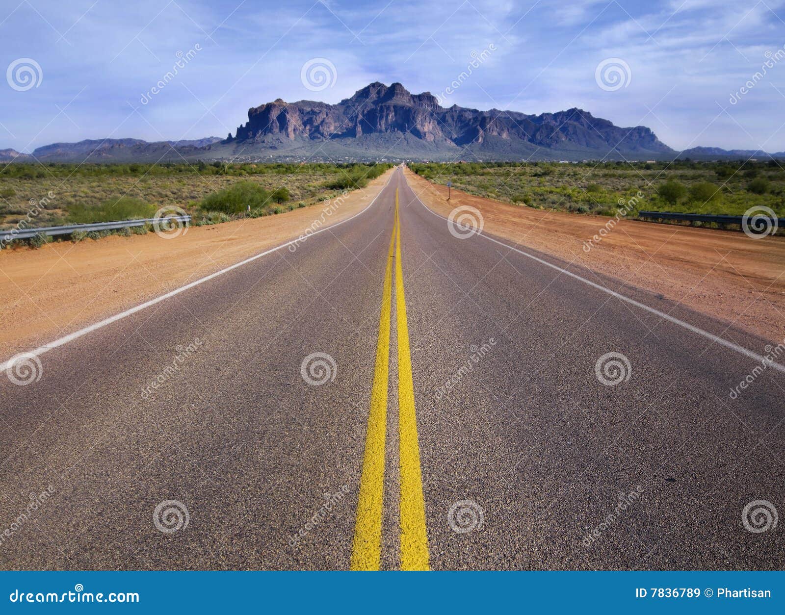 Desert Wilderness Road Leading To Mountain. Stock Image - Image of move ...