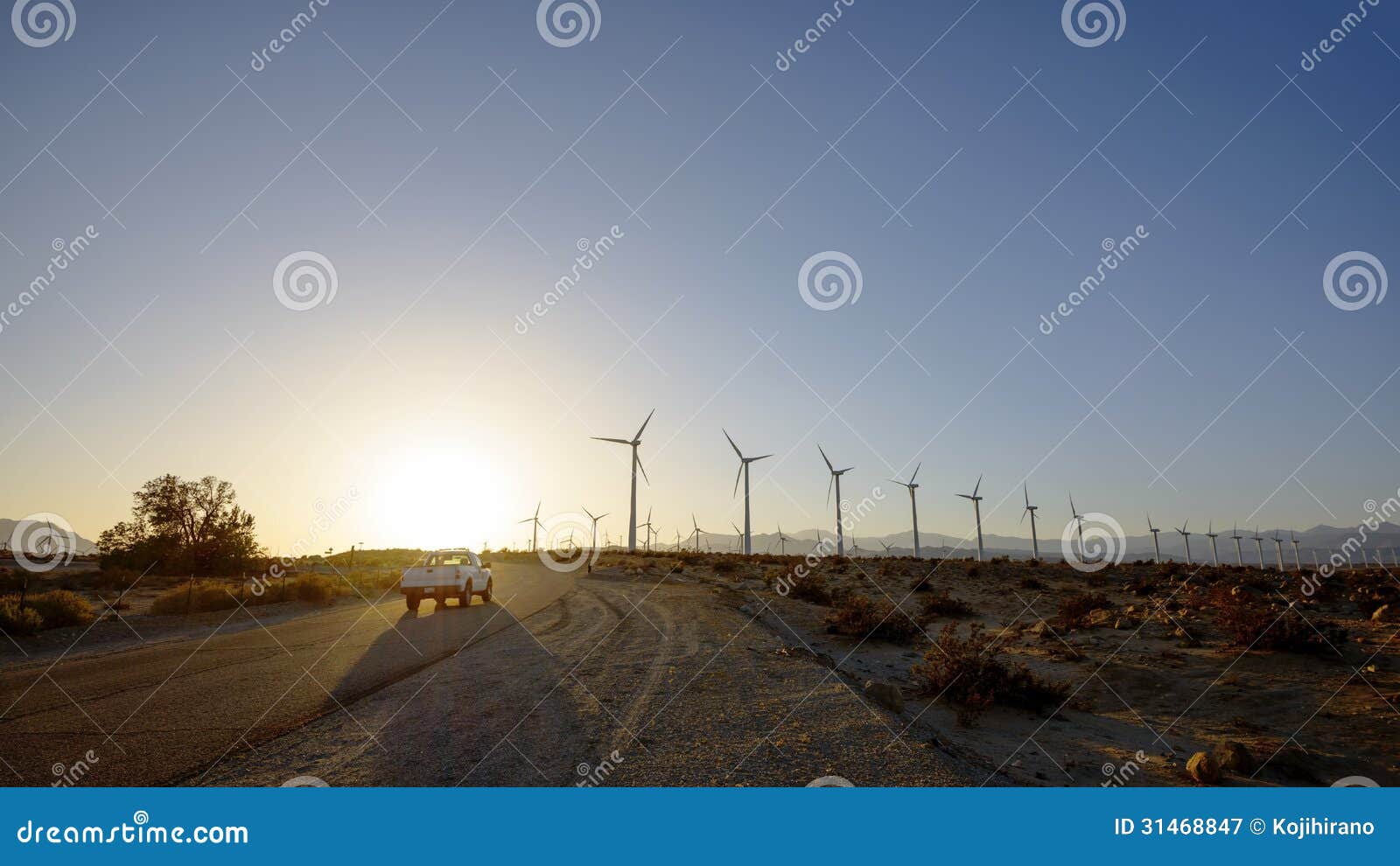 Desert Wind Farm Road stock image. Image of landscape - 31468847