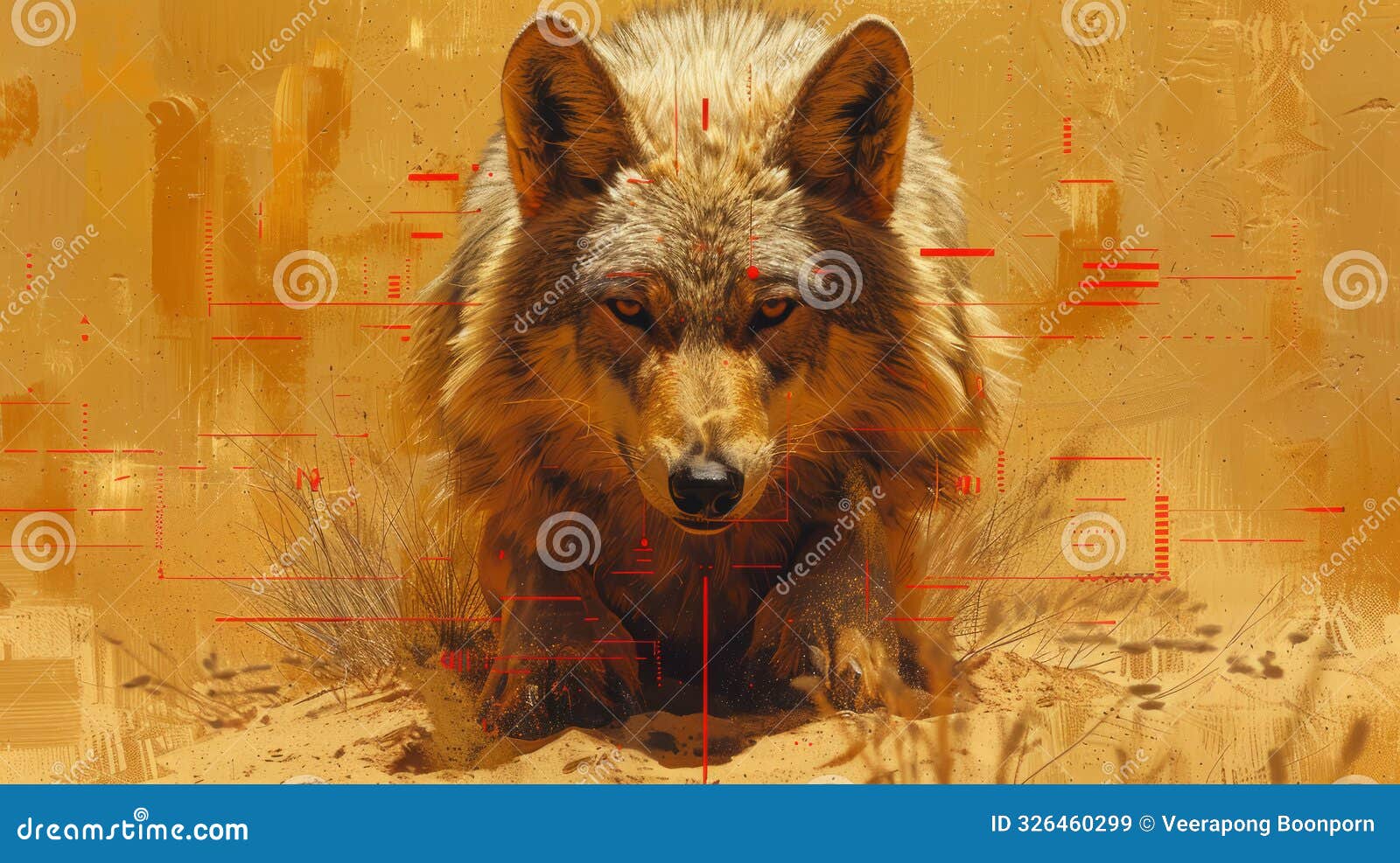 A Desert Wolf Its Paws Leaving Prints in the Sand that Slowly Turn into ...