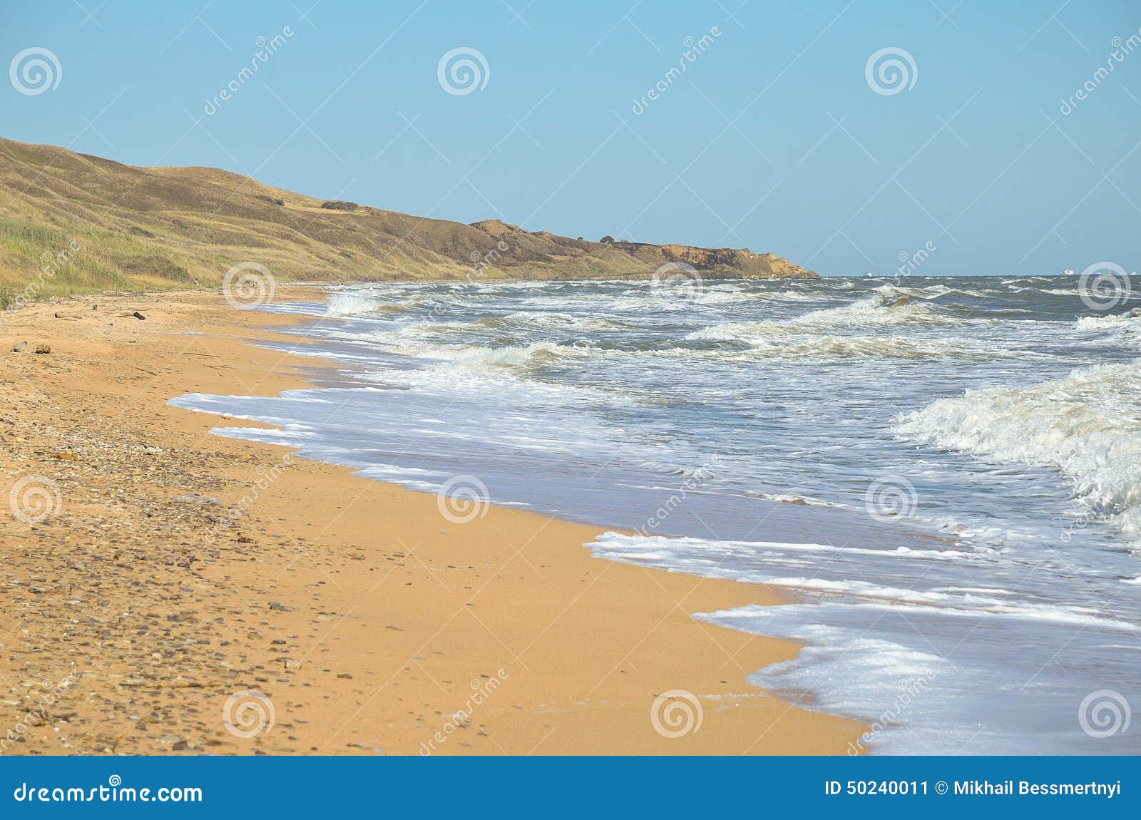 Deserted Beach of the Azov Sea Stock Image - Image of mountain ...