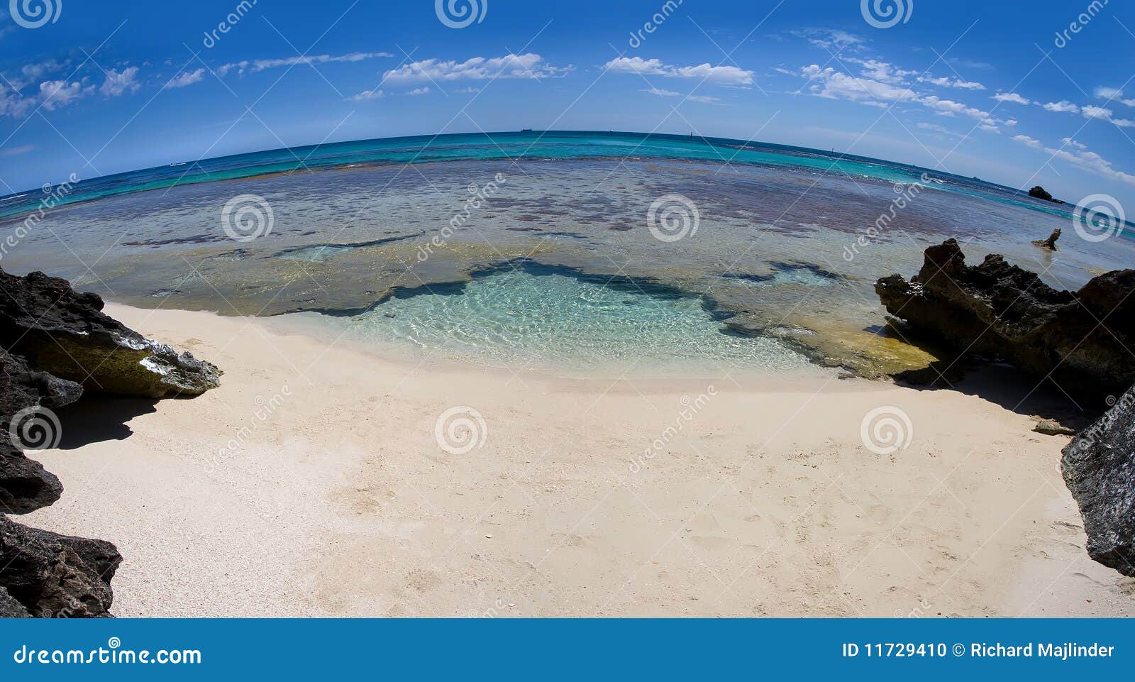 Deserted Beach through a Fisheye Lens Stock Photo - Image of blue ...