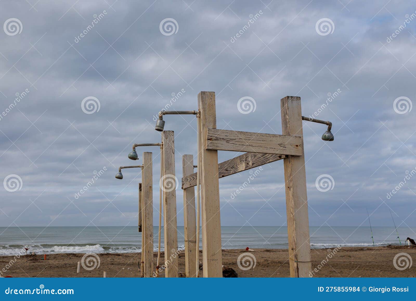 Deserted and Desolate Beach in Winter Time - Empty Structure and Piping ...