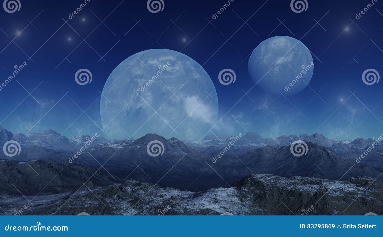 Deserted Earth with Planets Stock Illustration - Illustration of ...