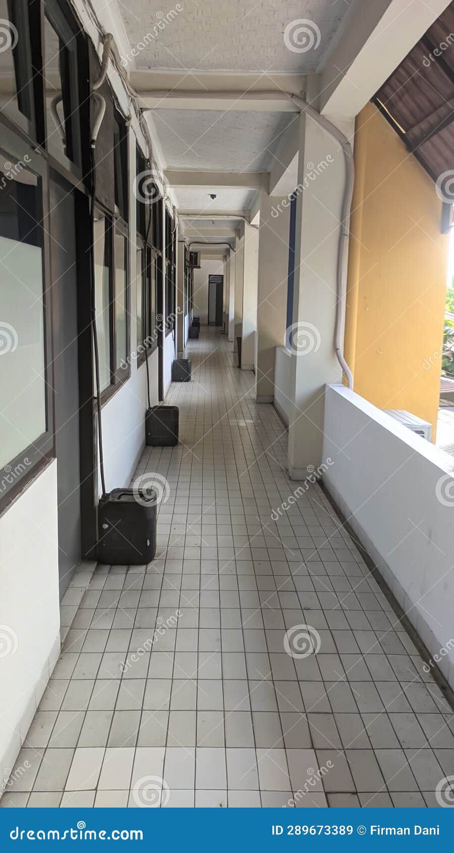 Deserted Hallway Campus in Daytime Stock Image - Image of ceiling ...