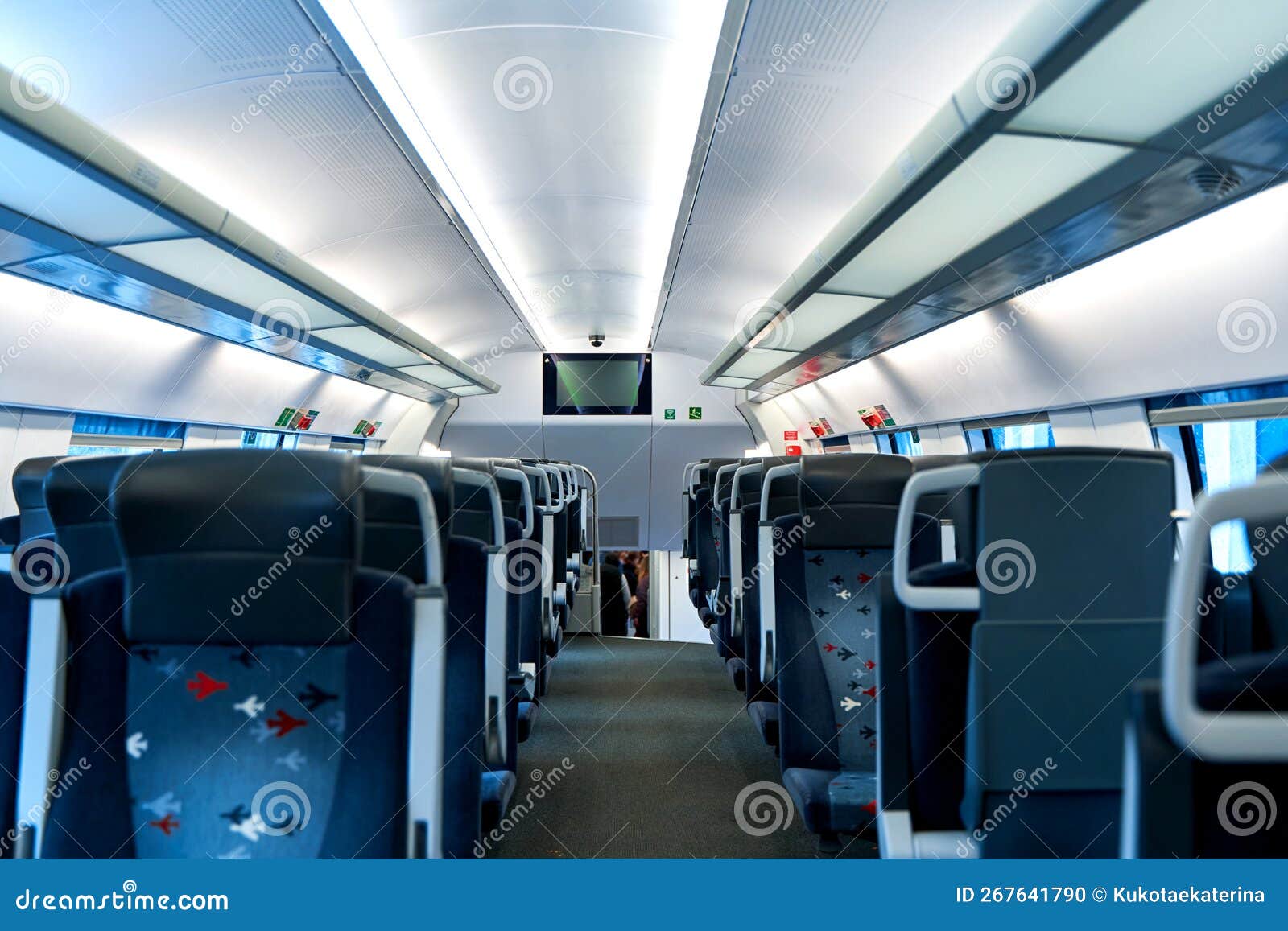 The Deserted Interior of a High-speed Train. Rows of Empty Seats Stock ...