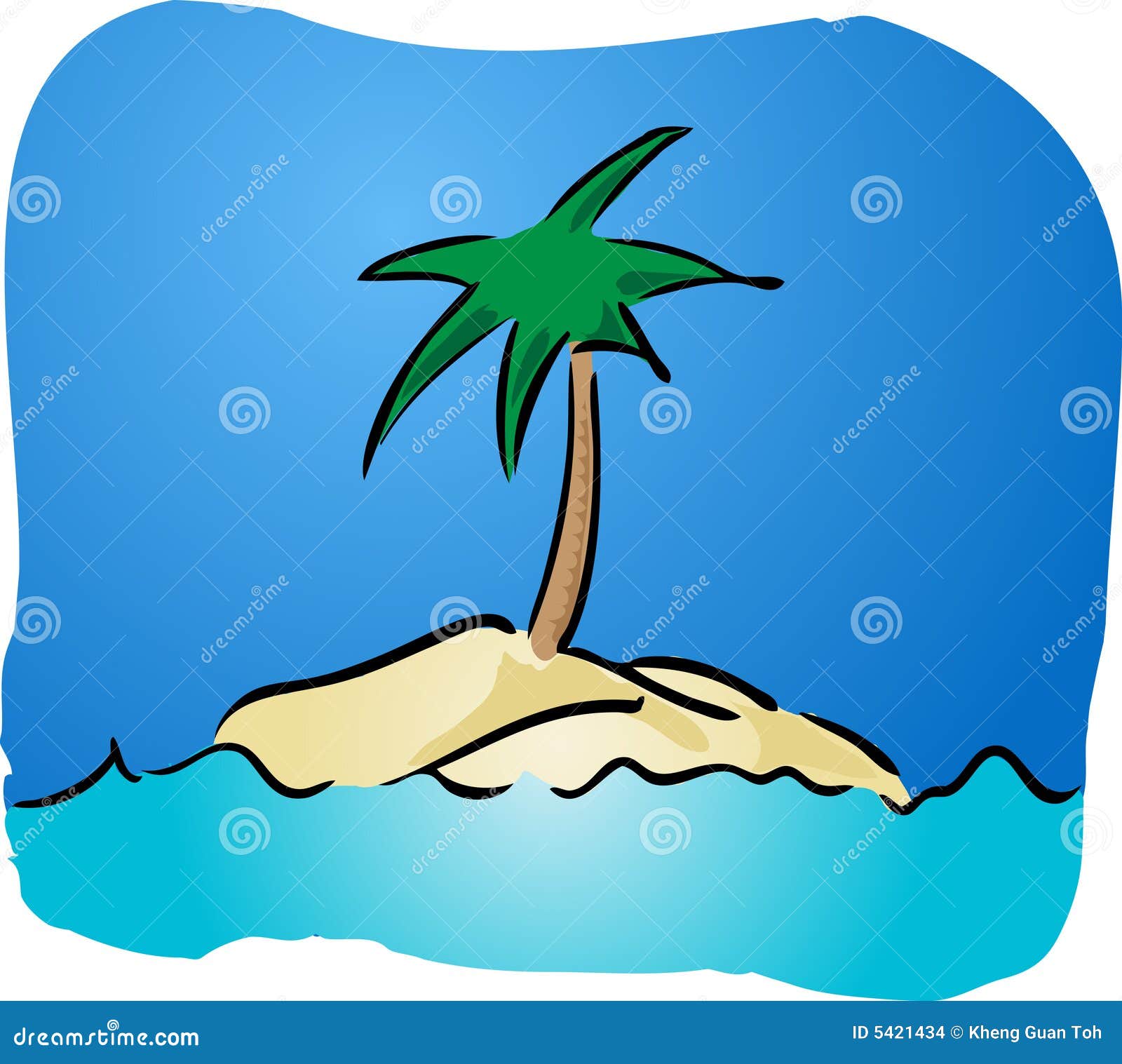 Deserted island stock vector. Illustration of lone, sandy - 5421434