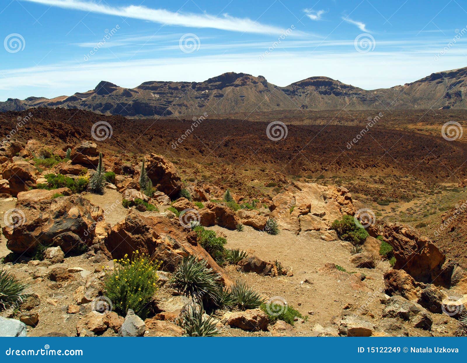 Deserted Landscape with Mountains, Background Stock Image - Image of ...