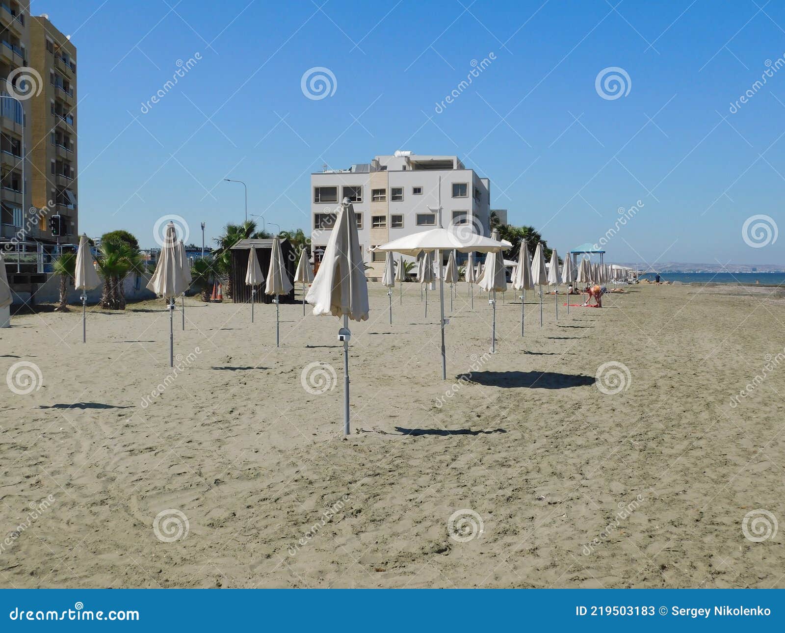 A Deserted Mackenzie Beach on a Sunny Day. Larnaca. Cyprus. Lockdown ...