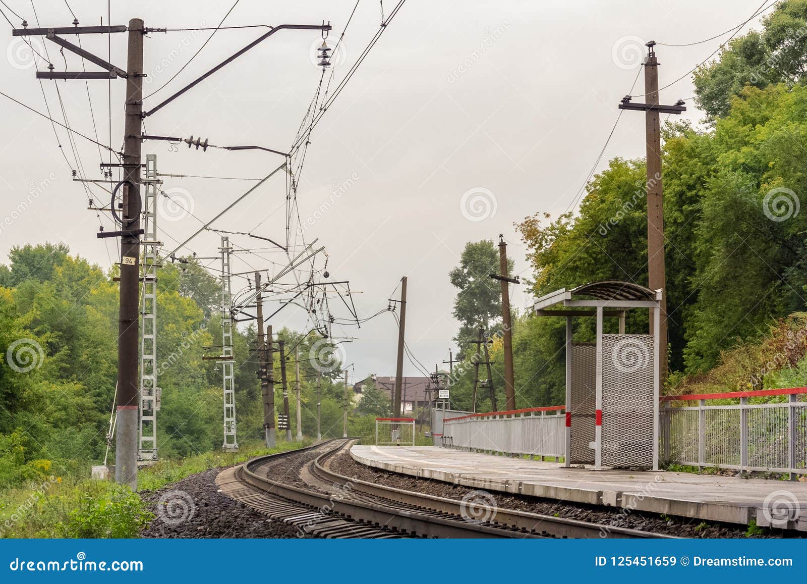 A Deserted Railway Platform in the Beginning of Autumn, Located Stock ...