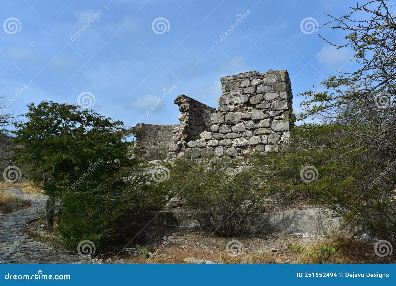Deserted Stone Building Ruins in Arid Aruba Stock Photo - Image of ...