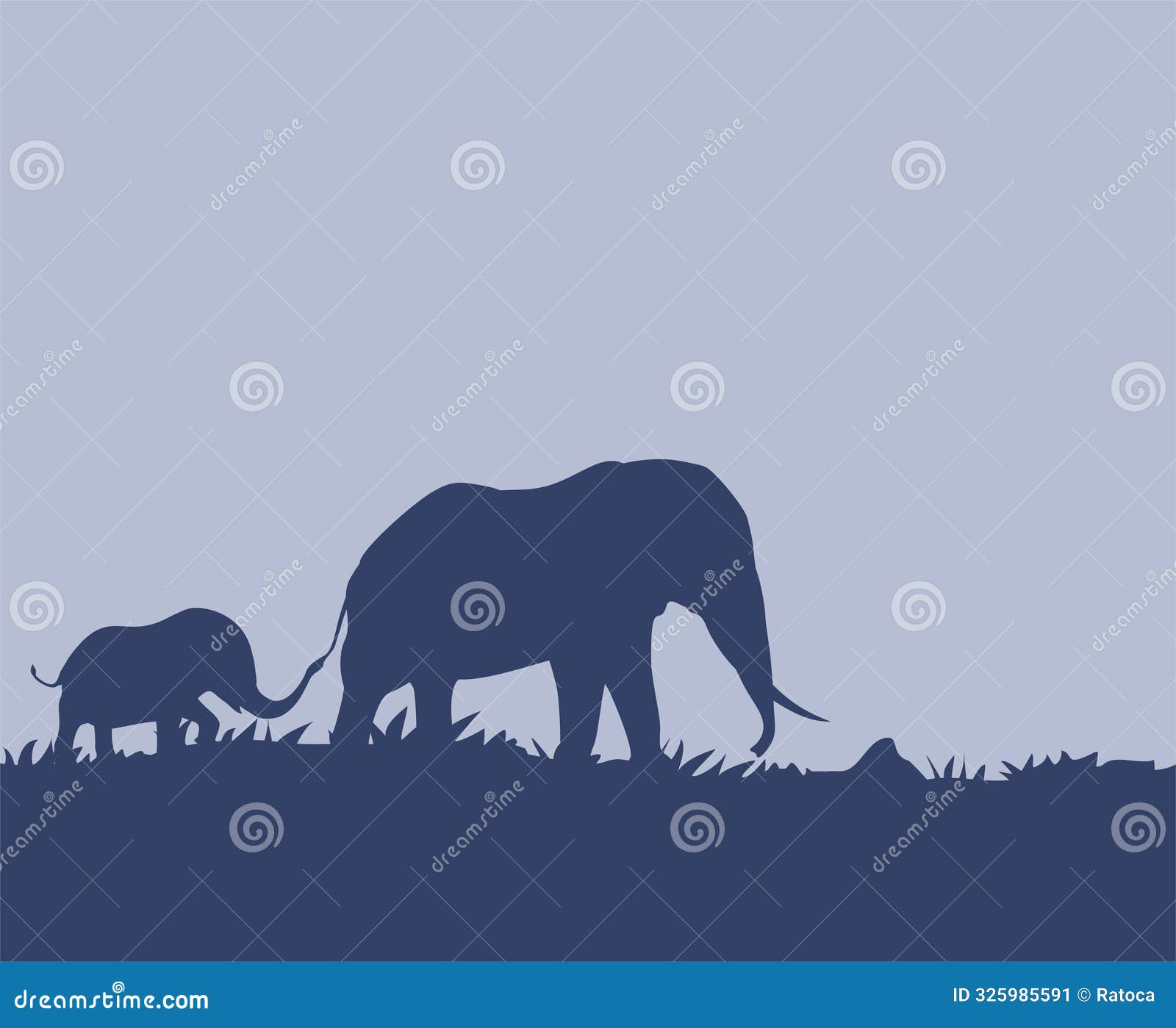 Design of Mother Elephant with Her Son Stock Vector - Illustration of ...