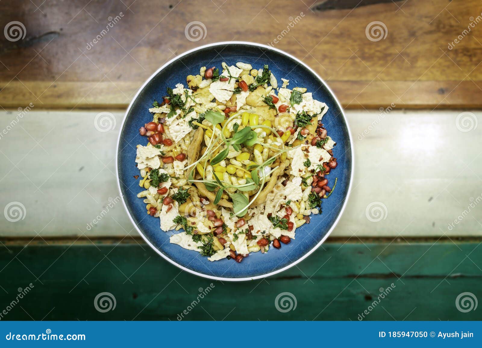 A Desi Sev Puri Chat with Corn Stock Photo - Image of corn, sevpuri ...