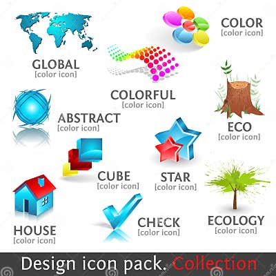 Design 3d Color Icon Set. Collection Stock Vector - Illustration of ...