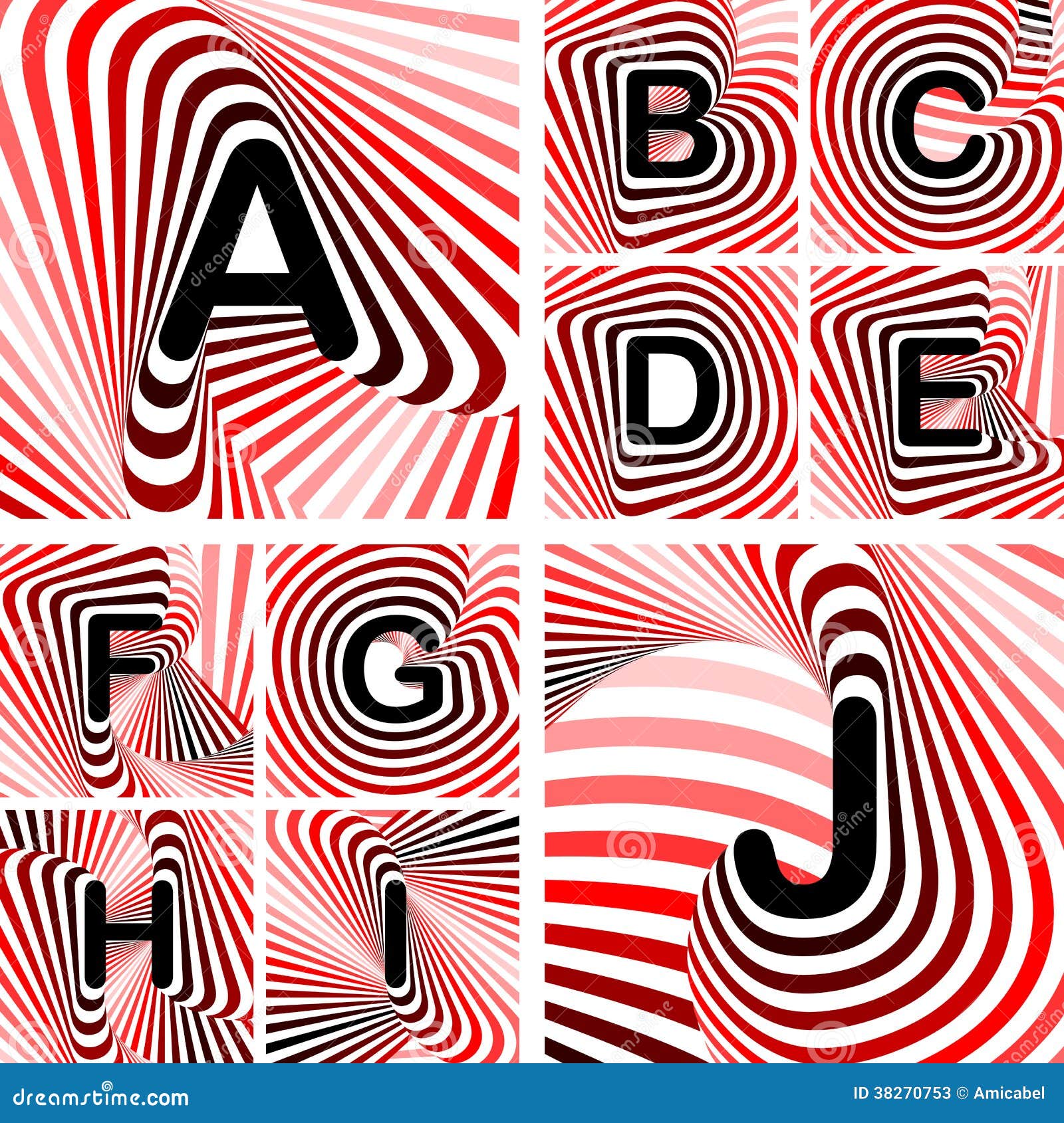Design ABC Letters from a To J. Strip Twisting Lin Stock Vector ...
