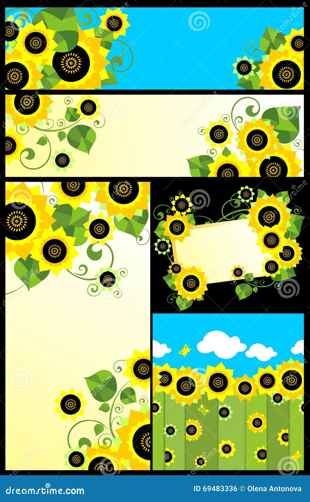 Design with Abstract Sunflowers Stock Vector - Illustration of autumn ...