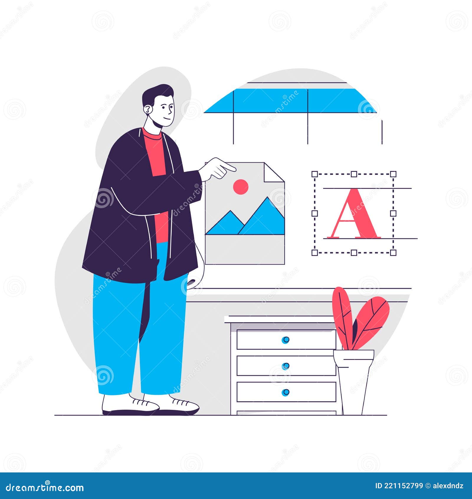 Design Agency Web Concept. Designer Creates Content and Fonts Stock ... Design Agency Web Concept. Designer Creates Content and Fonts Stock ...