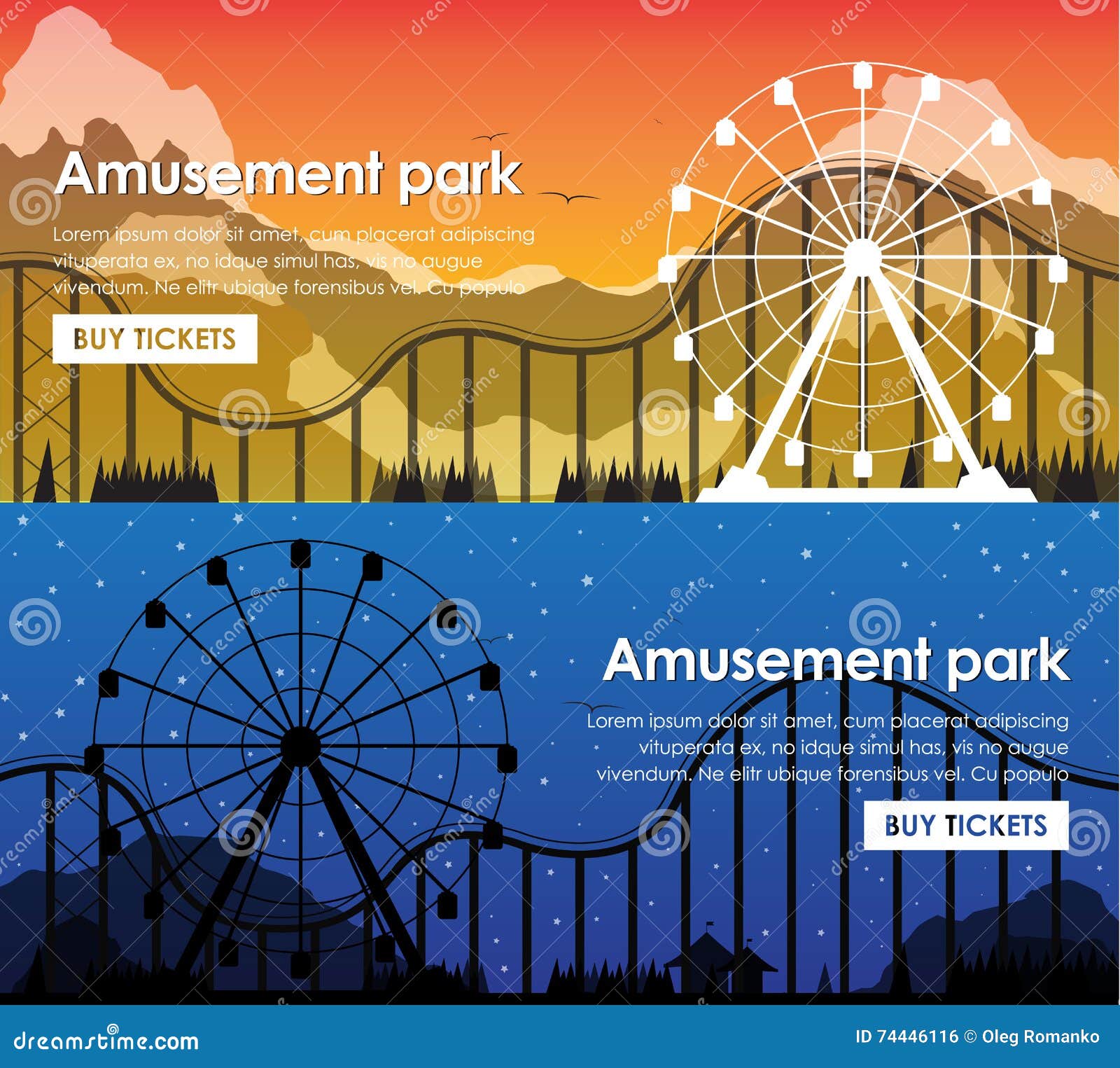 Design Amusement Park Banners Stock Vector - Illustration of circus ...