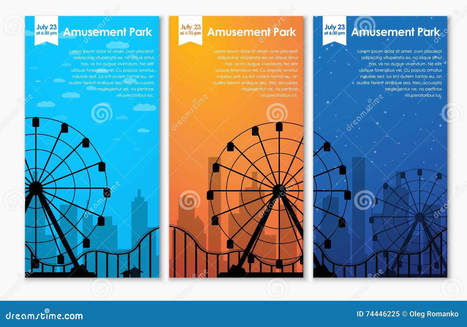 Design Amusement Park Banners Vector Illustration | CartoonDealer.com ...