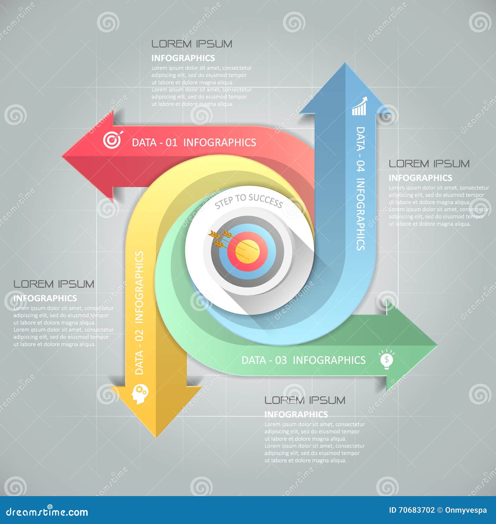 Design Arrows Infographic Template 4 Steps, Stock Vector - Illustration ...