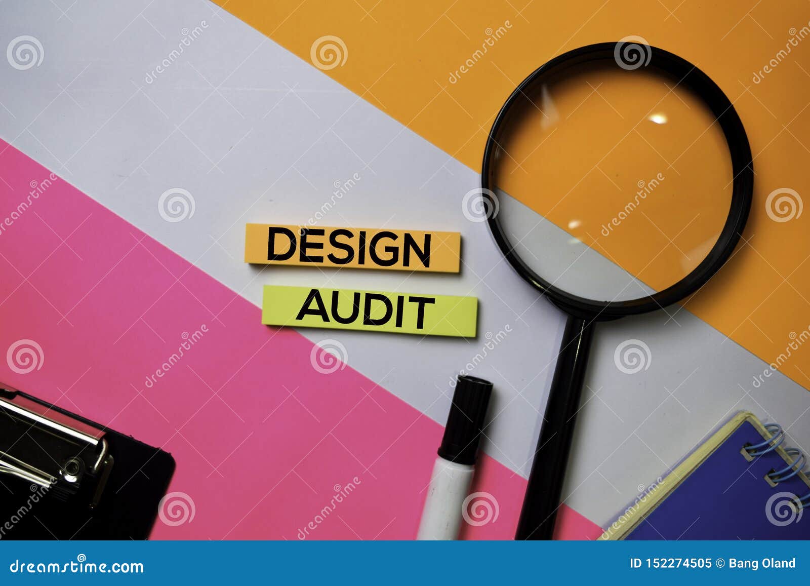 Design Audit Text on Sticky Notes with Color Office Desk Concept Stock ...