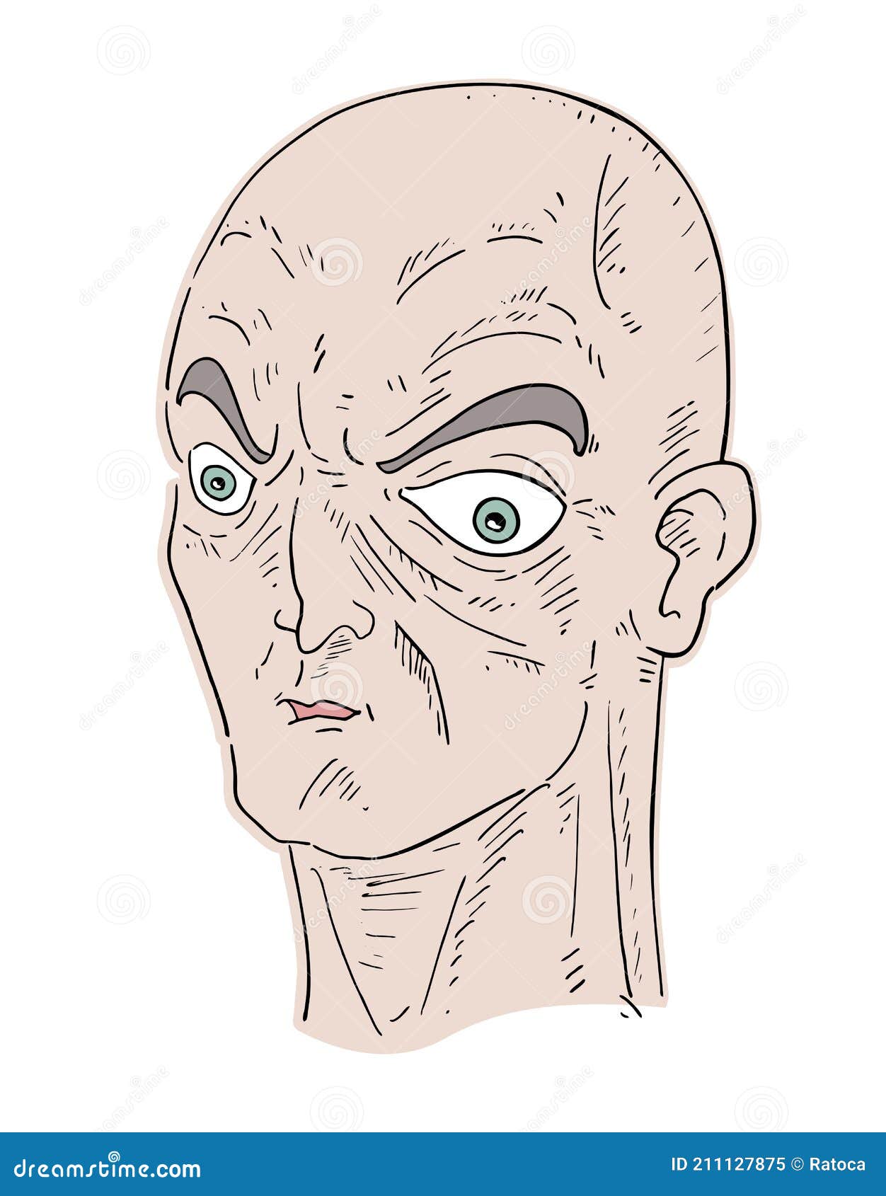 Design of bald man draw stock vector. Illustration of mature - 211127875