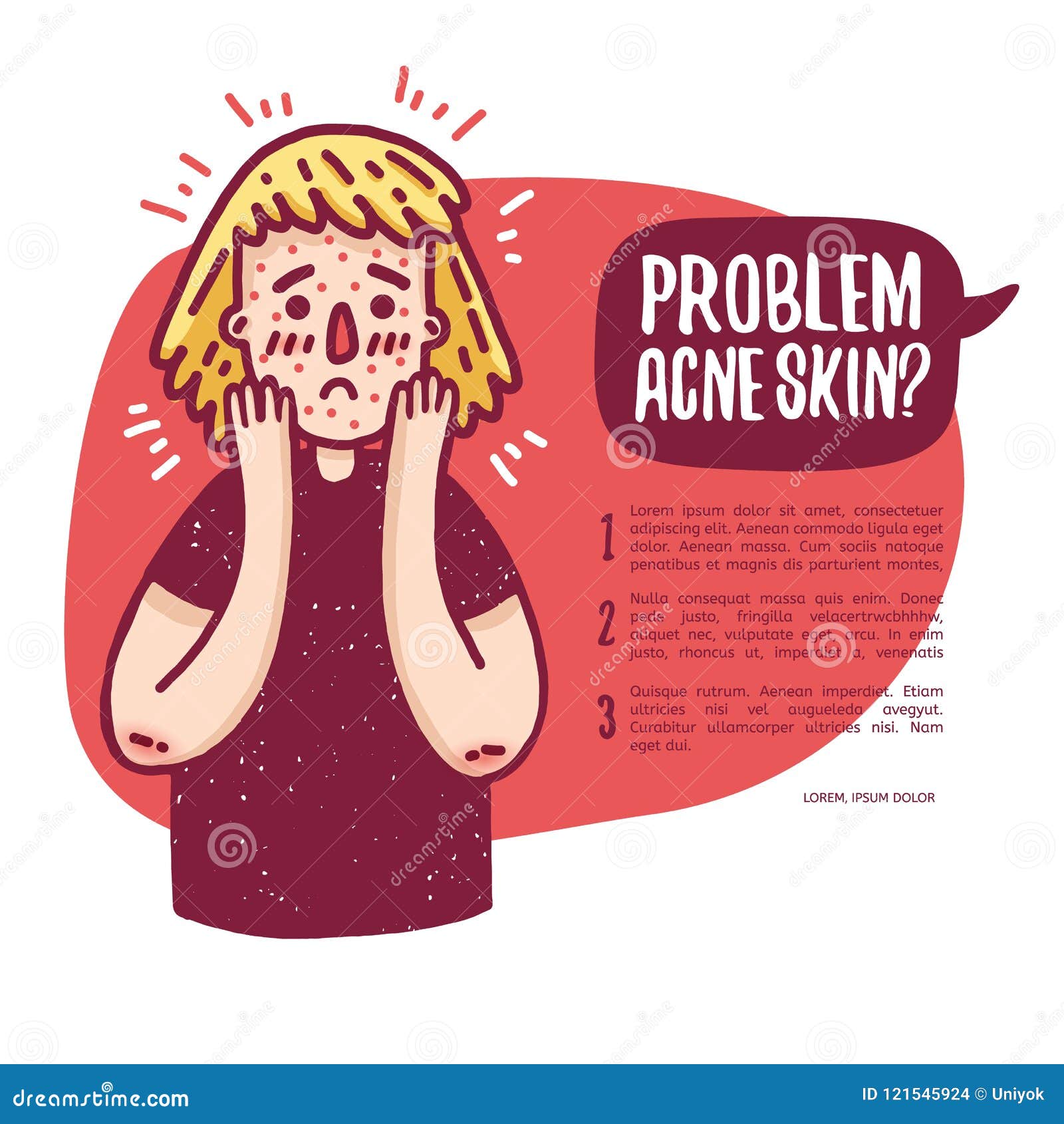 Design Banner With Cute Teen Girl About Problem Skin Young Woman With