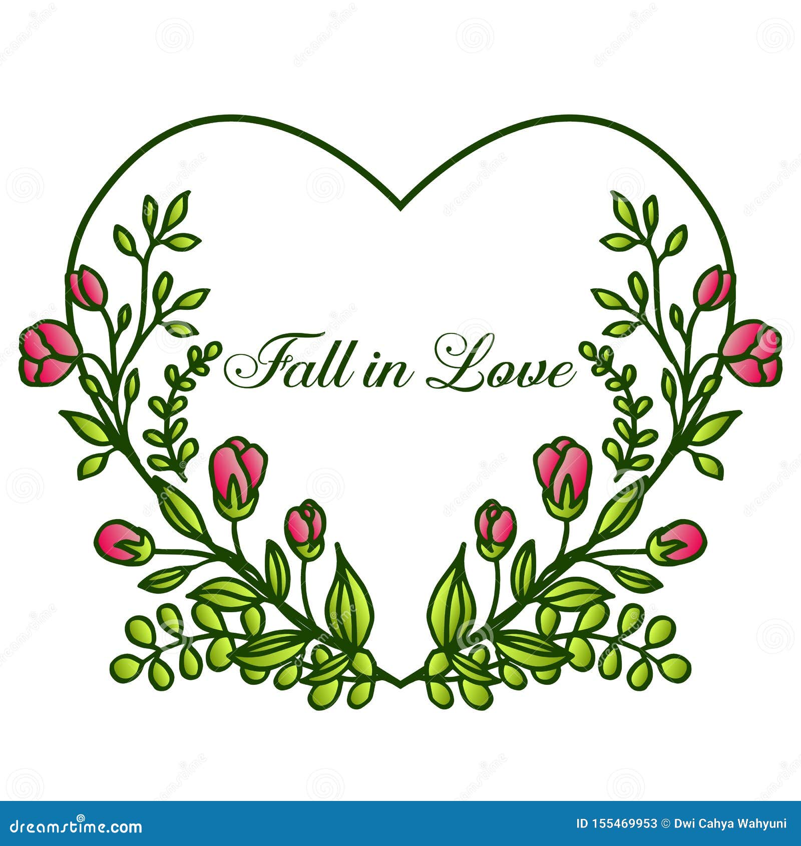 Design Banner Fall in Love, Romantic, with Seamless Pattern of Leaf ...