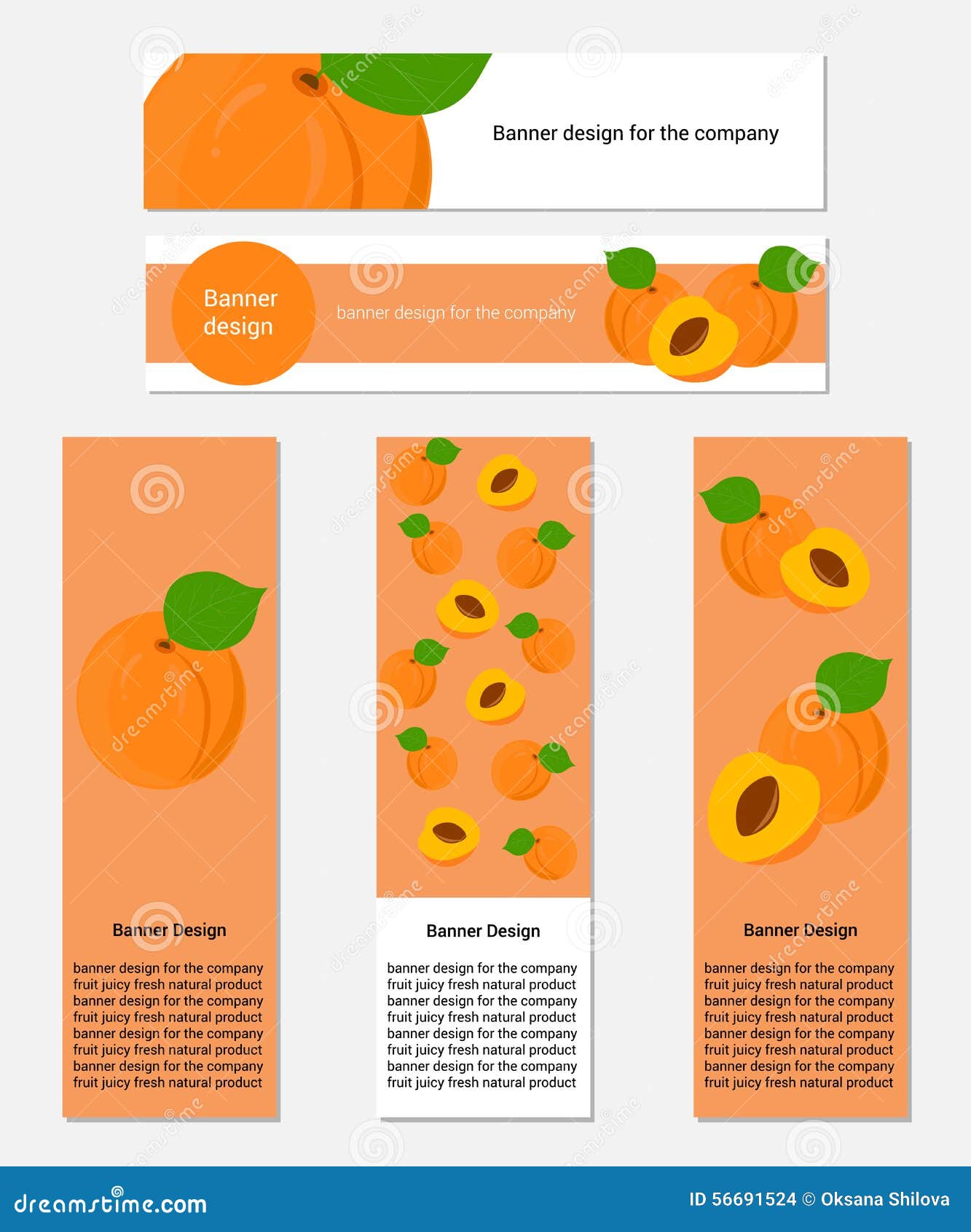 Design of Banners with Fresh Apricot. Stock Vector - Illustration of ...