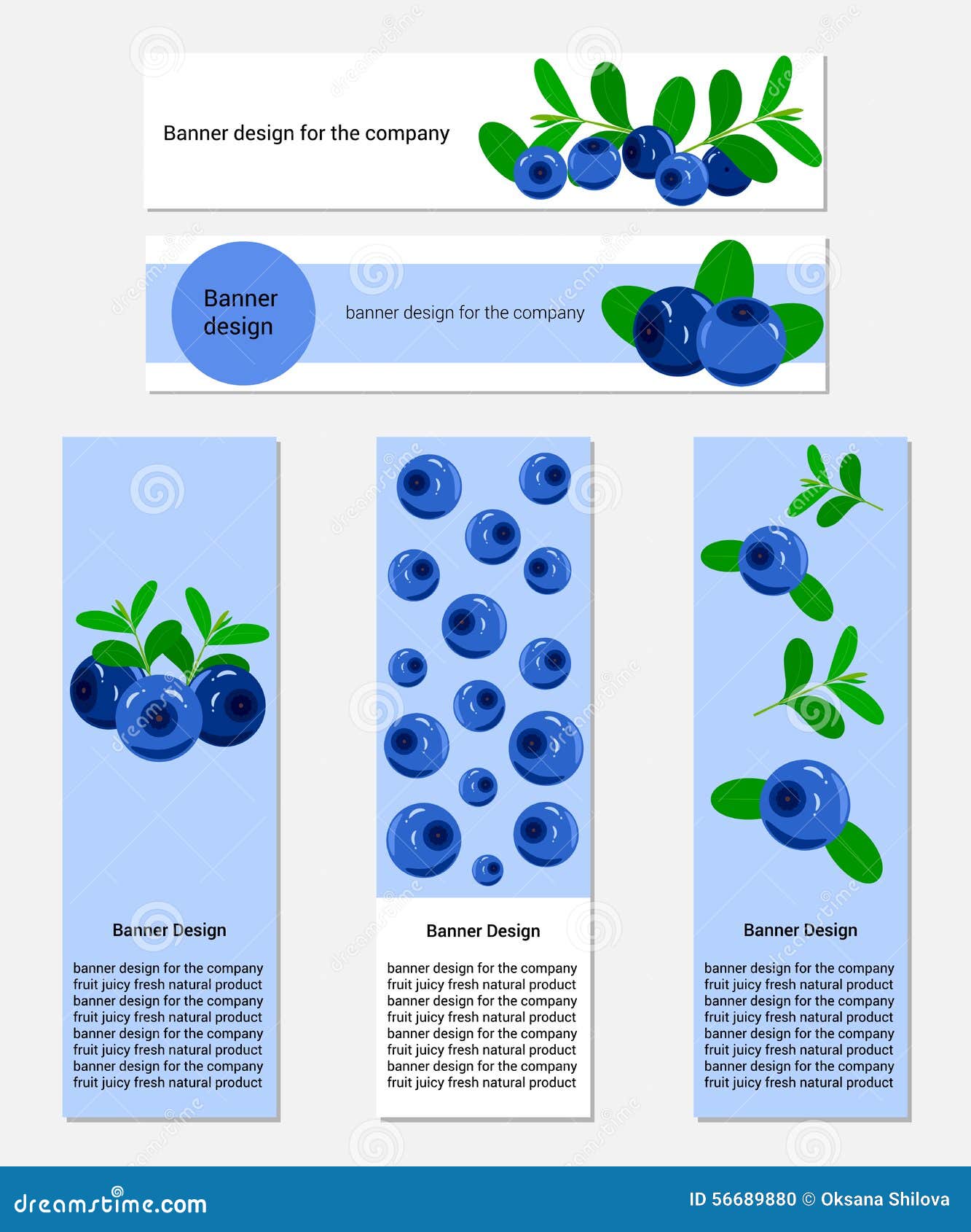 Design of Banners with Fresh Blueberry Stock Vector - Illustration of ...
