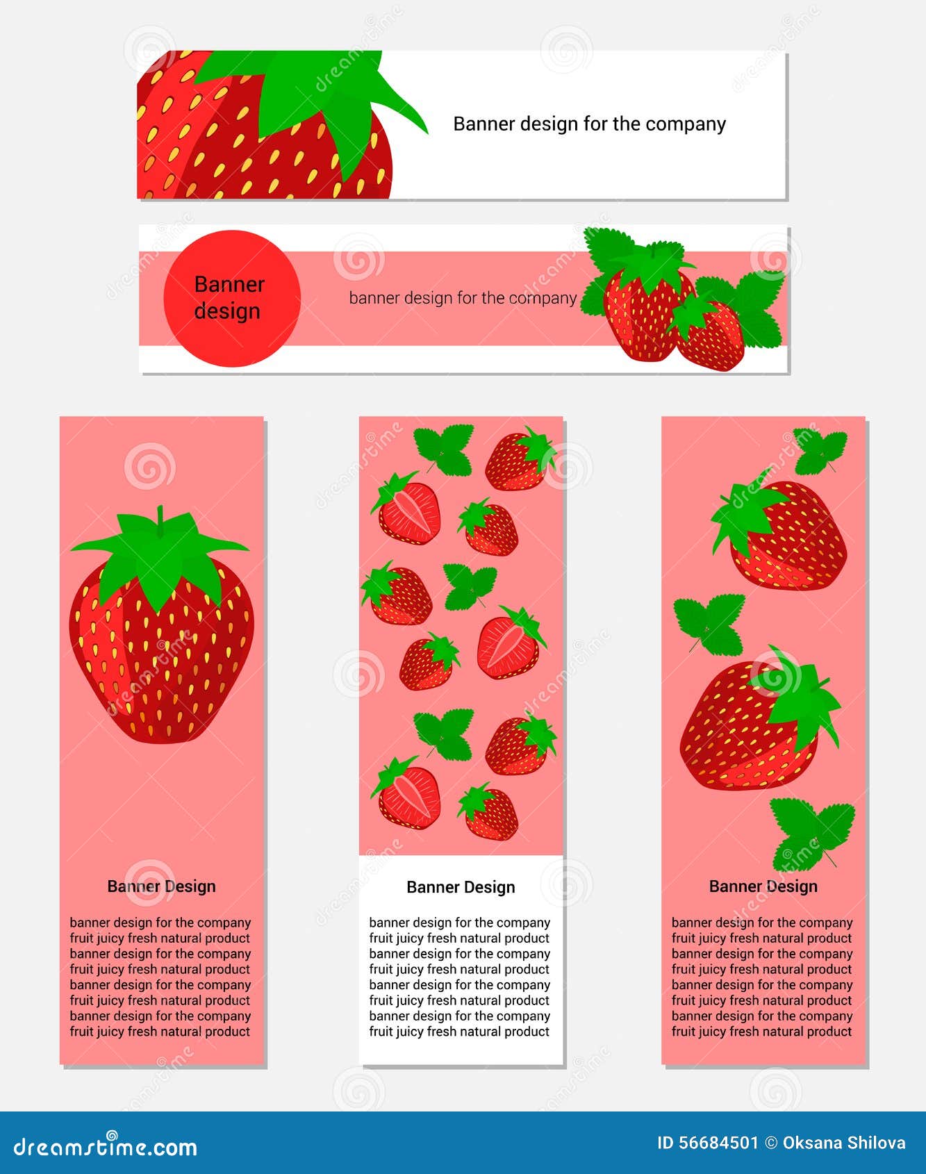 Design of Banners with Fresh Strawberry Stock Vector - Illustration of ...