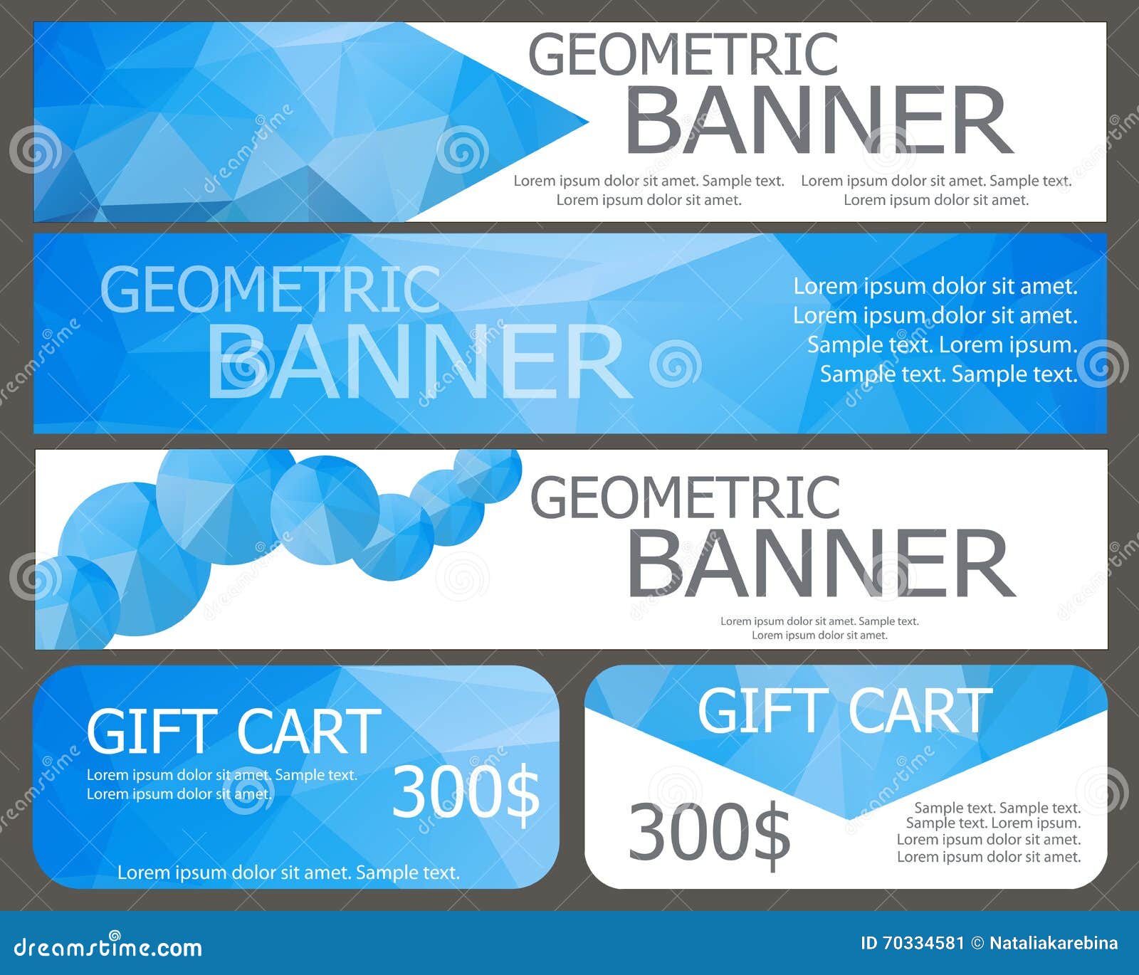 Design of Banners and Gift Cards with Blue Polygonal Elements. Stock ...