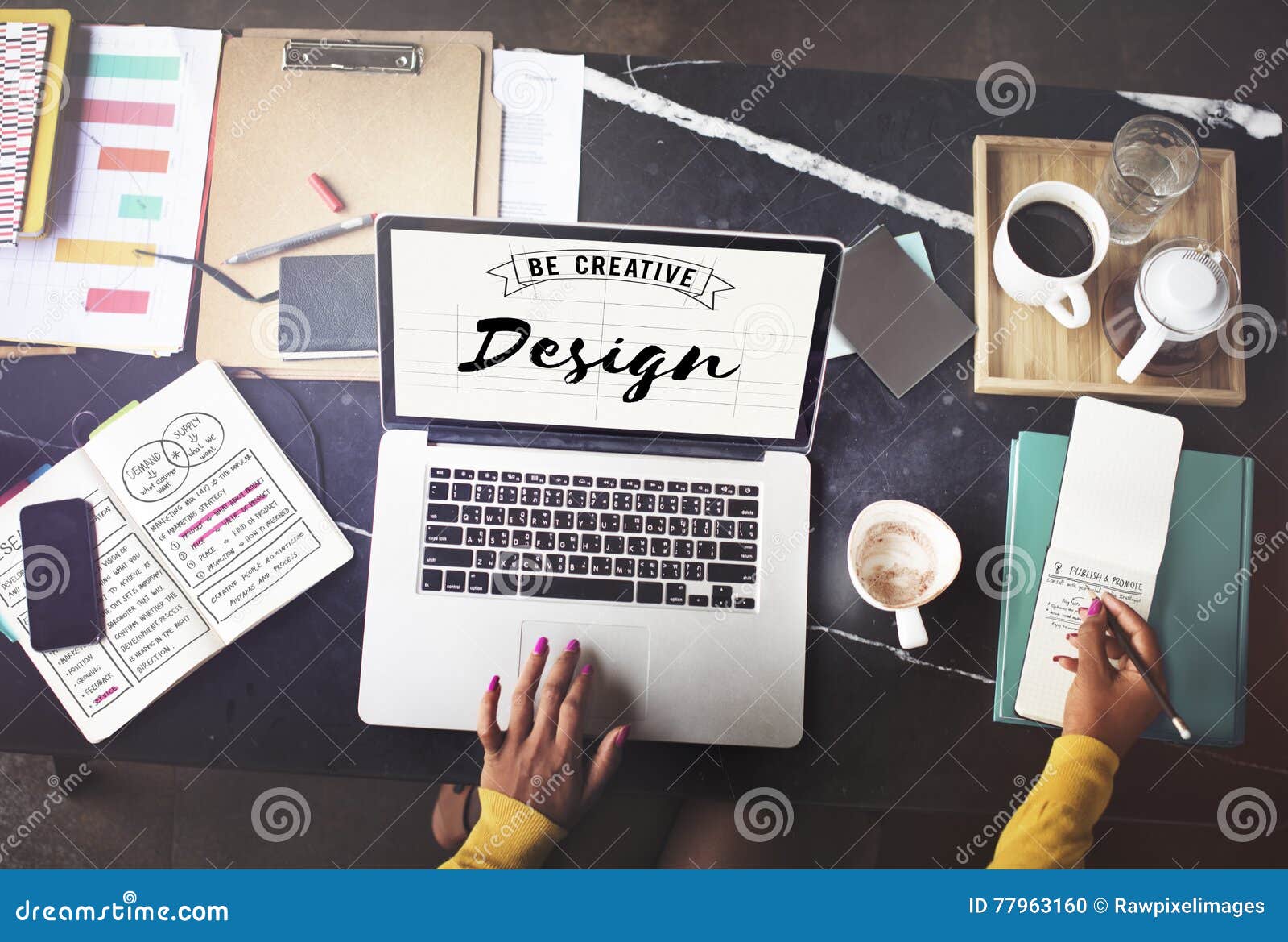 Design Be Creative Art Graphic Concept Stock Photo - Image of coffee ...