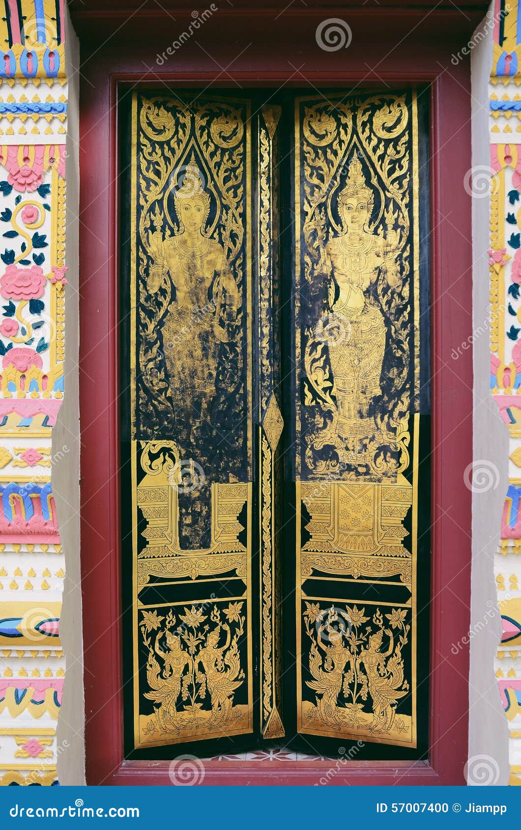 Design Beautiful Thai Style Architecture Temple Window at Wat Stock ...