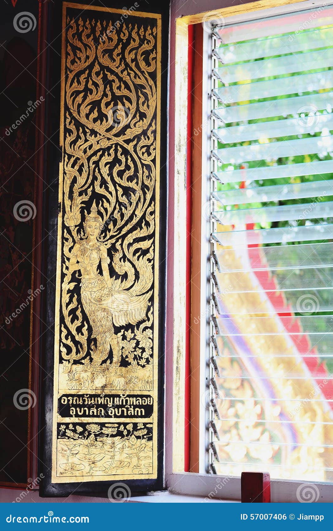 Design Beautiful Thai Style Architecture Temple Window at Wat Stock ...