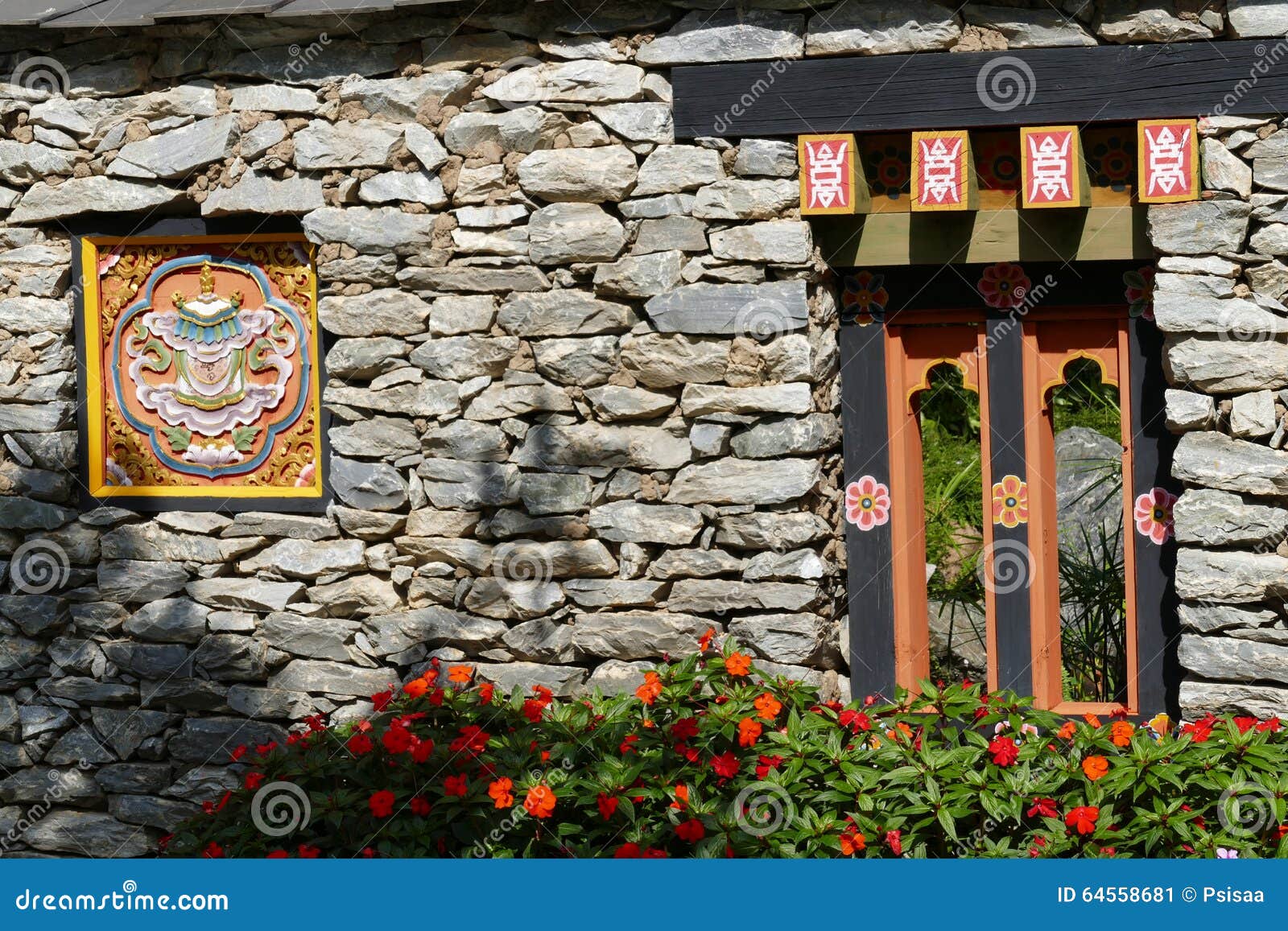The Design of Bhutan Window Stock Image - Image of asia, window: 64558681
