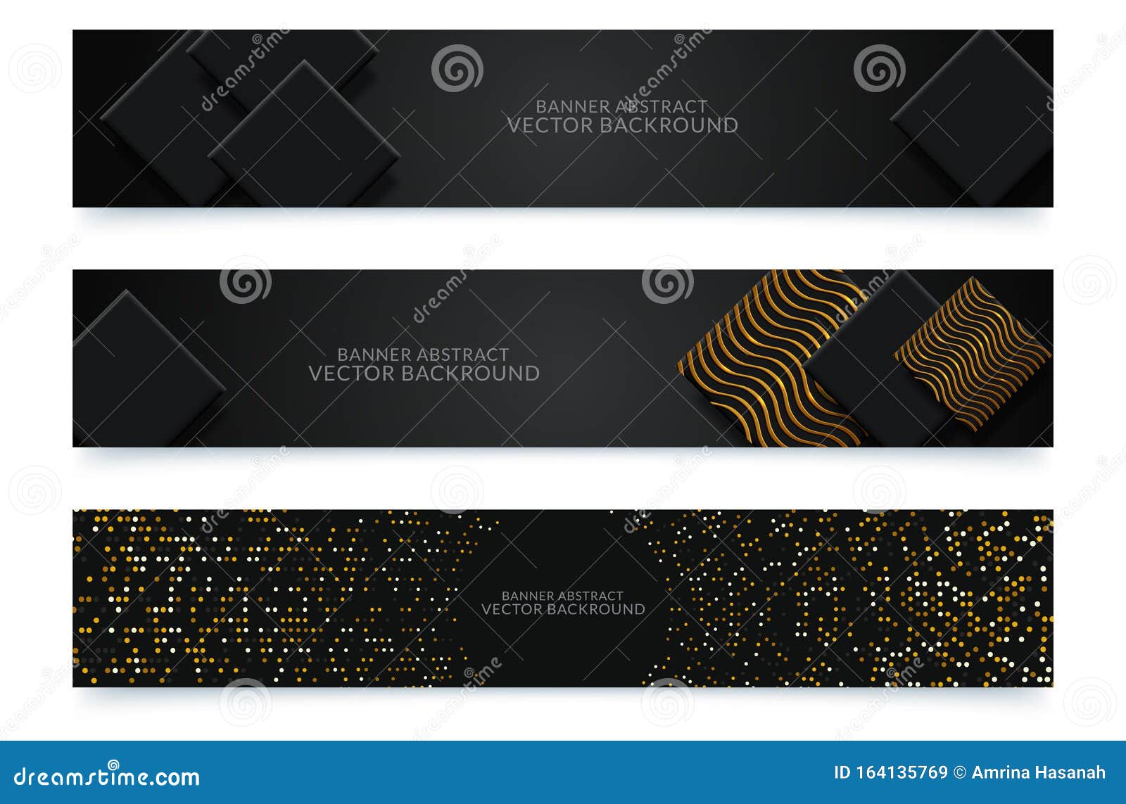 Design of Black Horizontal Web Banners Stock Vector - Illustration of ...